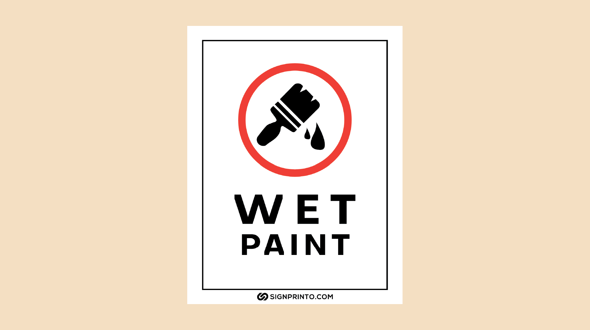 Printable Caution Wet paint sign PDF