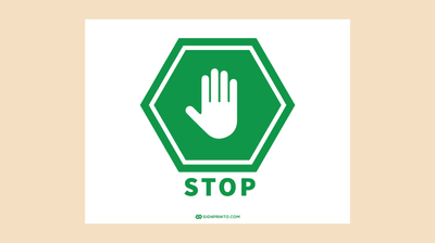 Green Stop Sign Hand Symbol -FREE printable PDF