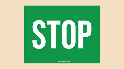 Green Stop Sign Hand Symbol -FREE printable PDF