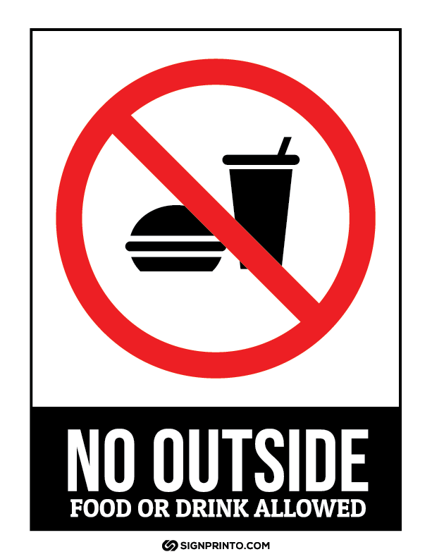No Outside Food Or Drink Allowed Sign [Download PDF]