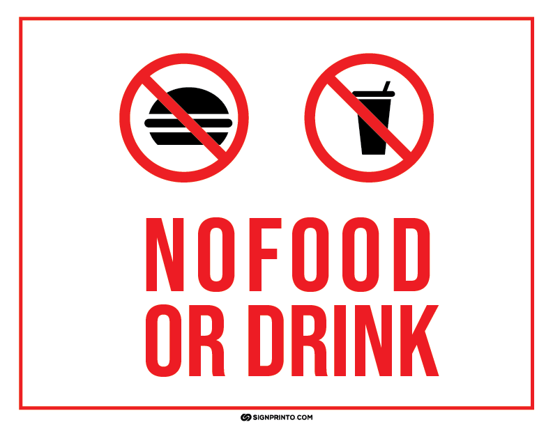 No Food Or Drink Sign Symbol Printable PDF Free