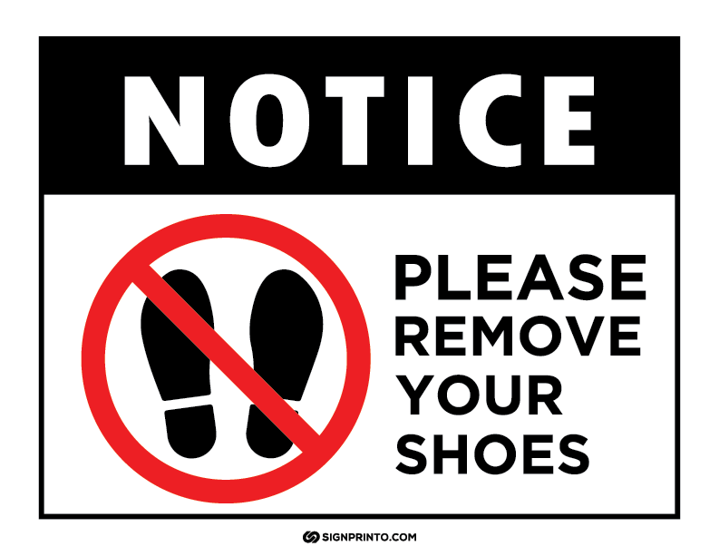 Please Remove Your Shoes Sign Printable PDF