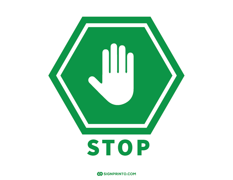 Green Stop Sign Hand Symbol -FREE printable PDF
