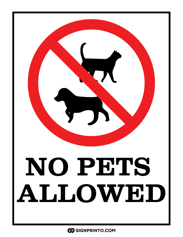 No Pets Allowed Sign Free Printable PDF: Keep Spaces Pet Free