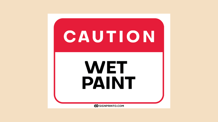 Printable caution wet paint sign Red color