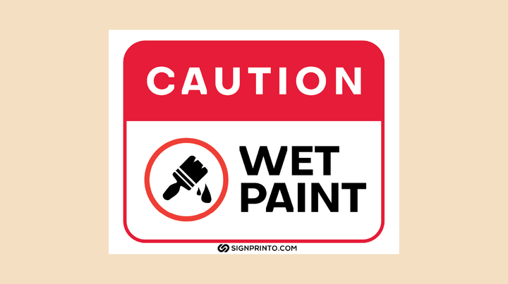 Printable Caution Wet paint sign PDF