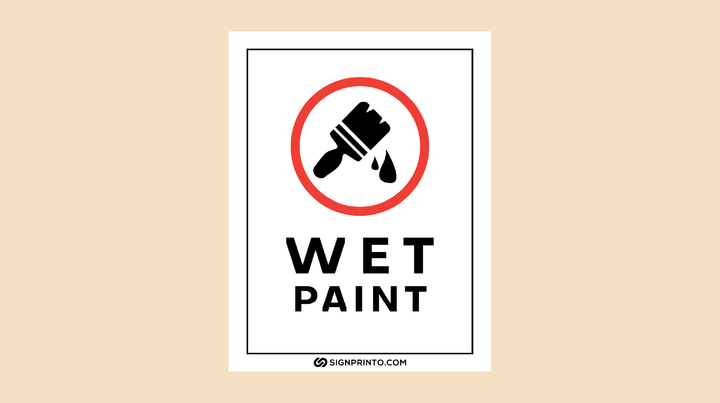 Printable Caution Wet paint sign PDF